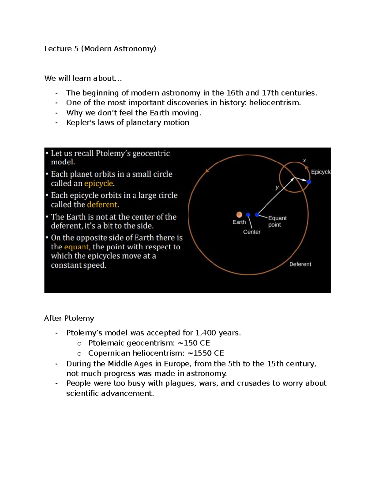 ASTR 202: Exam 2 Notes on Modern Astronomy & Heliocentrism - Studocu