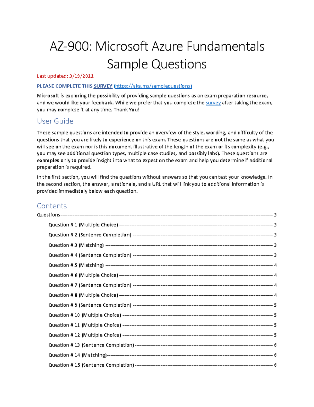AZ-900 Sample Q&A for Microsoft Azure Fundamentals Exam - March 2022 ...
