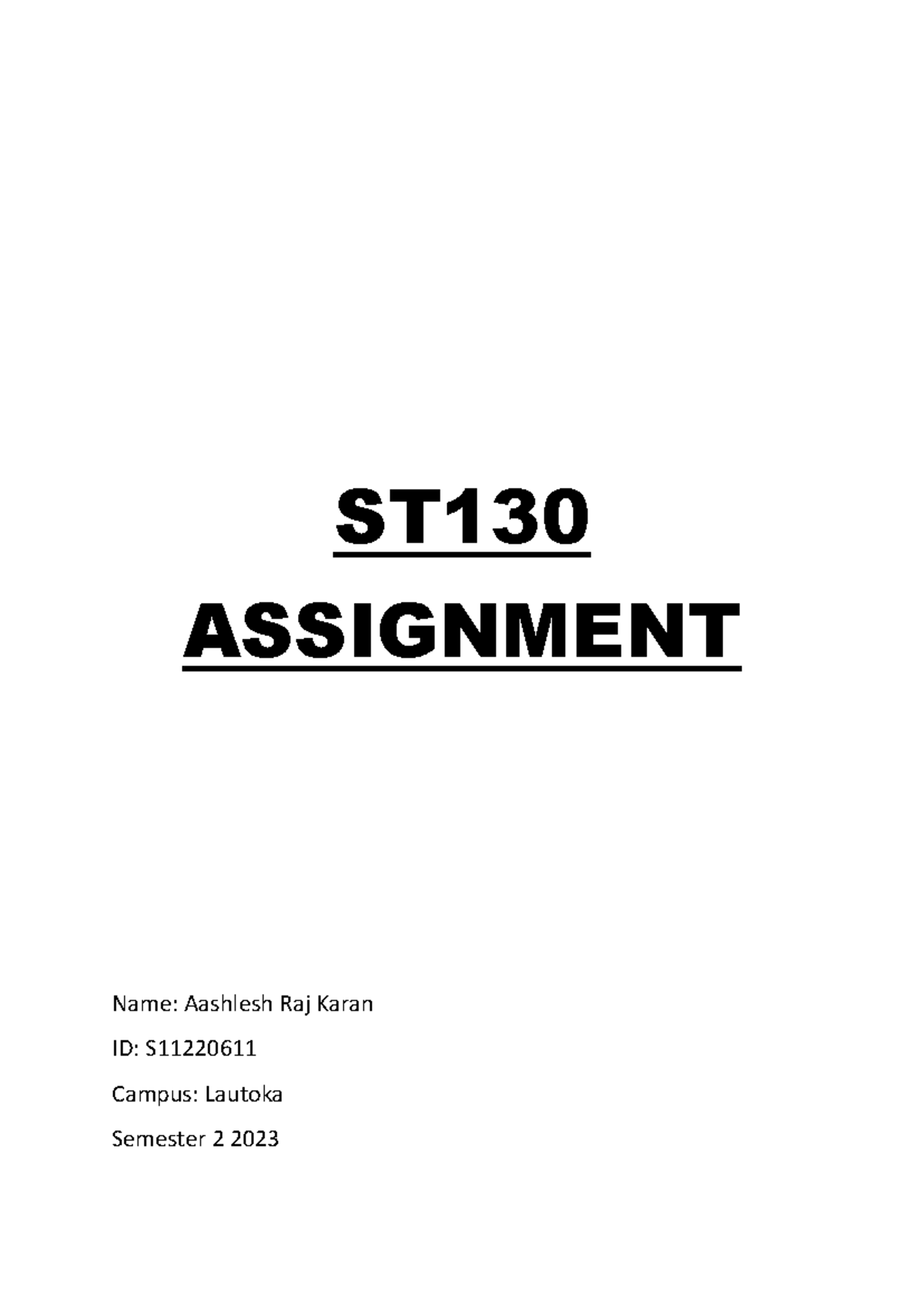 ST130 Assignment: Probability Analysis and Outcomes Evaluation - Studocu