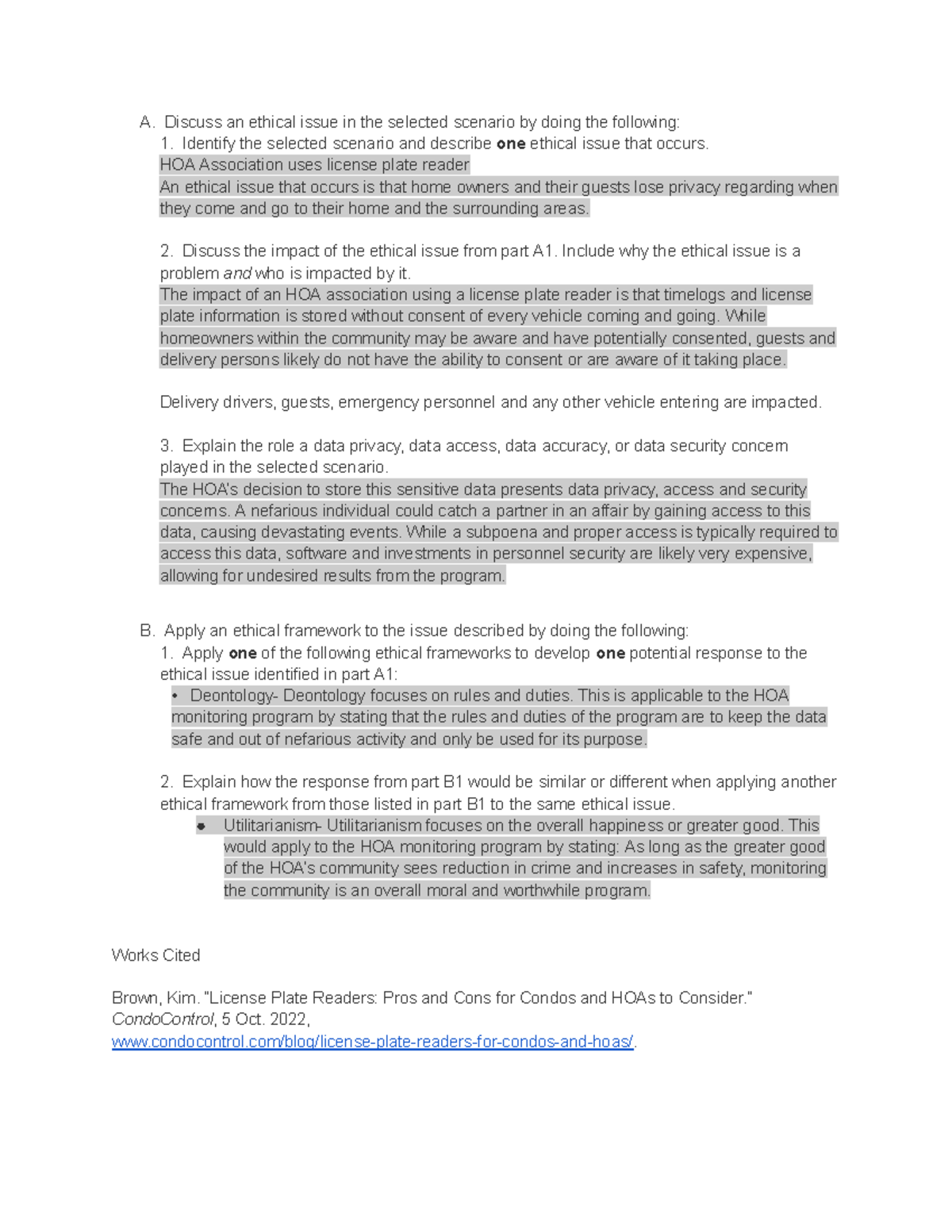 D333 - Ethical Issues in Technology: HOA License Plate Reader Analysis ...