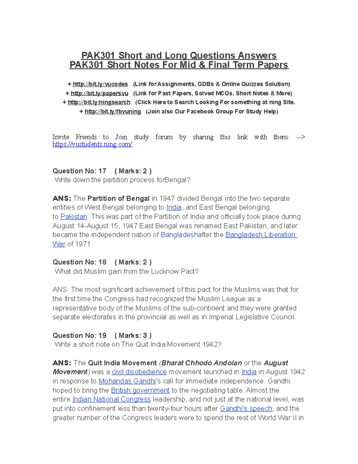 PAK 301 Solved MCQs Mega File-virtual study solutions - V irtual Study Solutions - Studocu