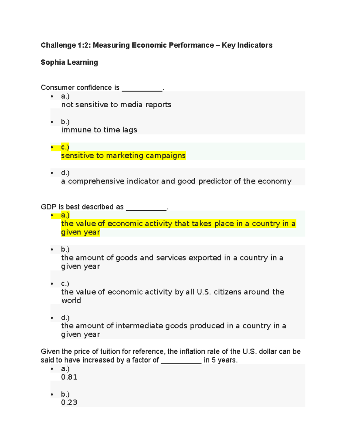 Challenge 1:2 Macro - Key Indicators in Measuring Economic Performance ...