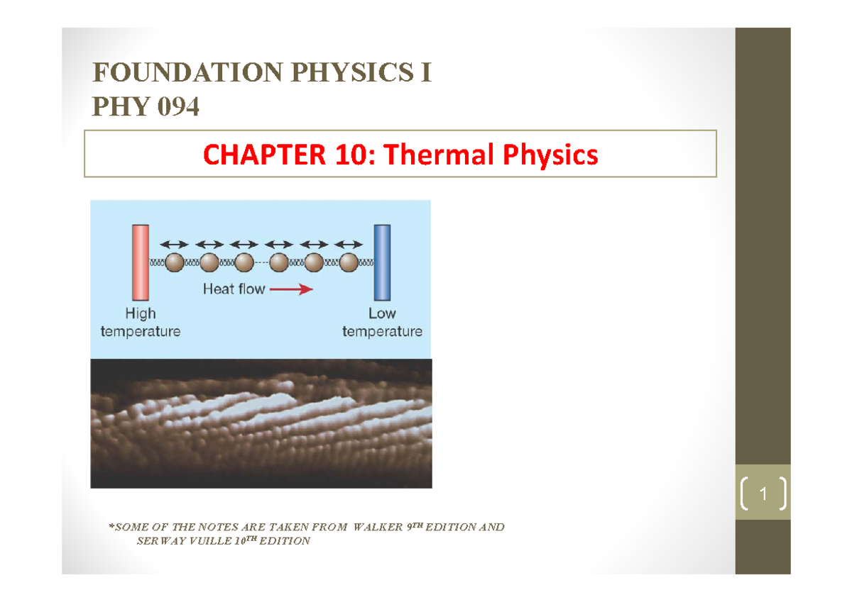 Chapter 10: Thermal Physics Notes for FOUNDATION PHYSICS IPHY 094 - Studocu