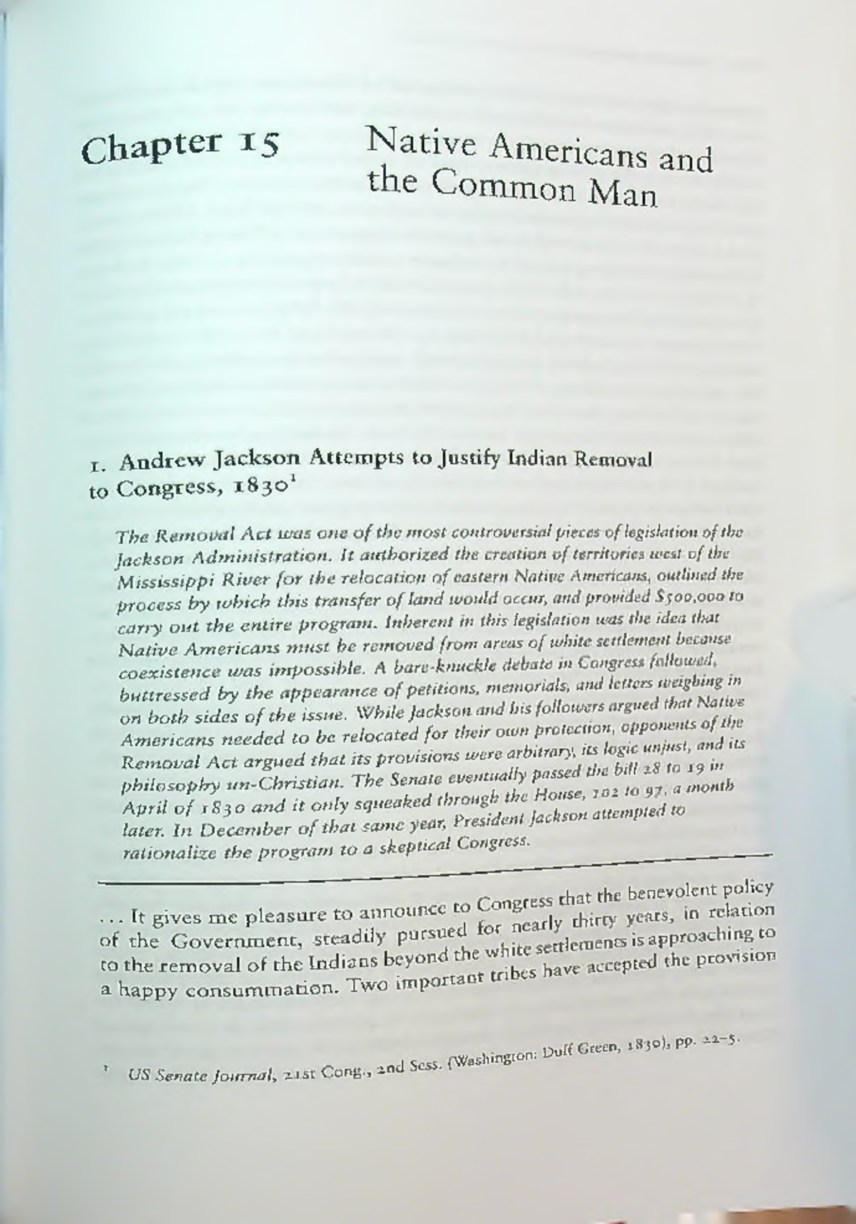 Chapter IS: Native Americans and the Common Man - Andrew Jackson's ...