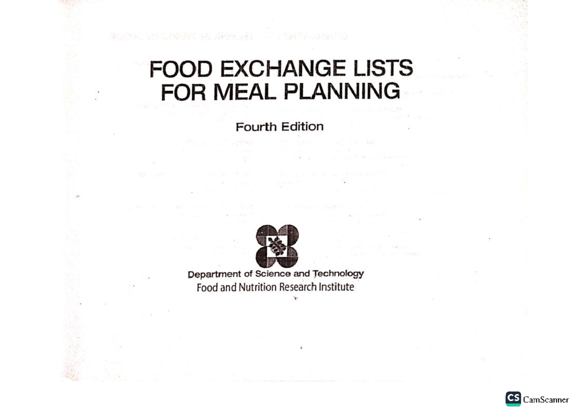 4th Edition Food Exchange Lists for Meal Planning (FEL) Guide PDF - Studocu