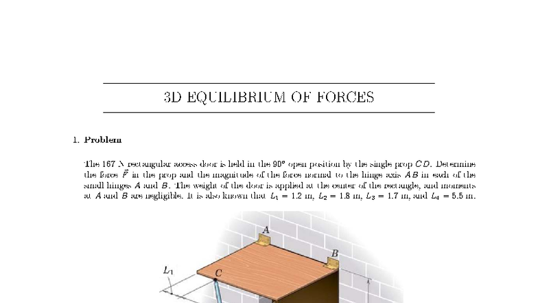 HW01 3D Equilibrium of Forces - Assignment Analysis - Studocu