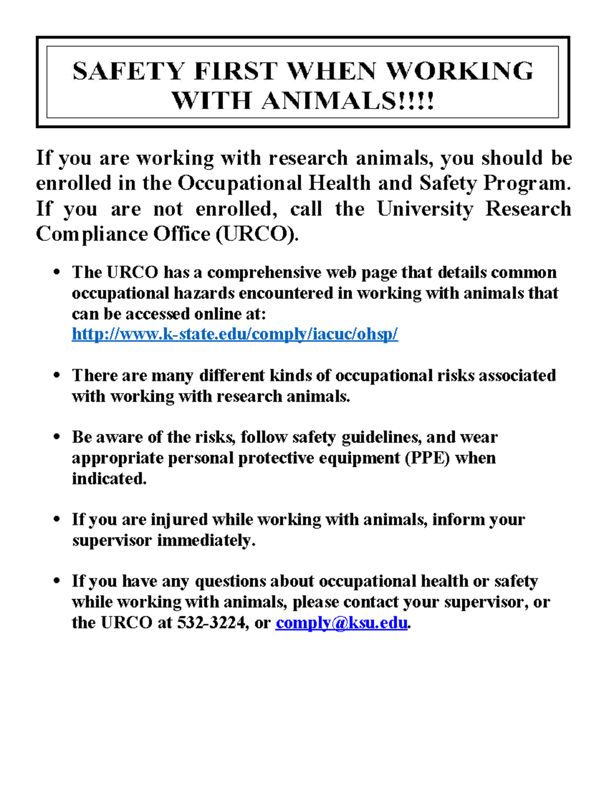 Safety Protocols for Working with Research Animals - Studocu