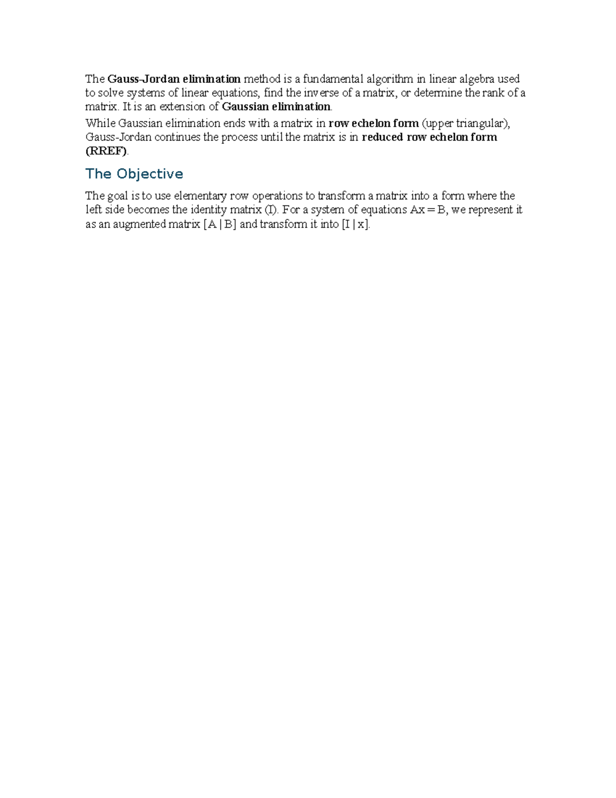 Linear Algebra: Elimination Method & Gauss-Jordan (Academico) - Studocu