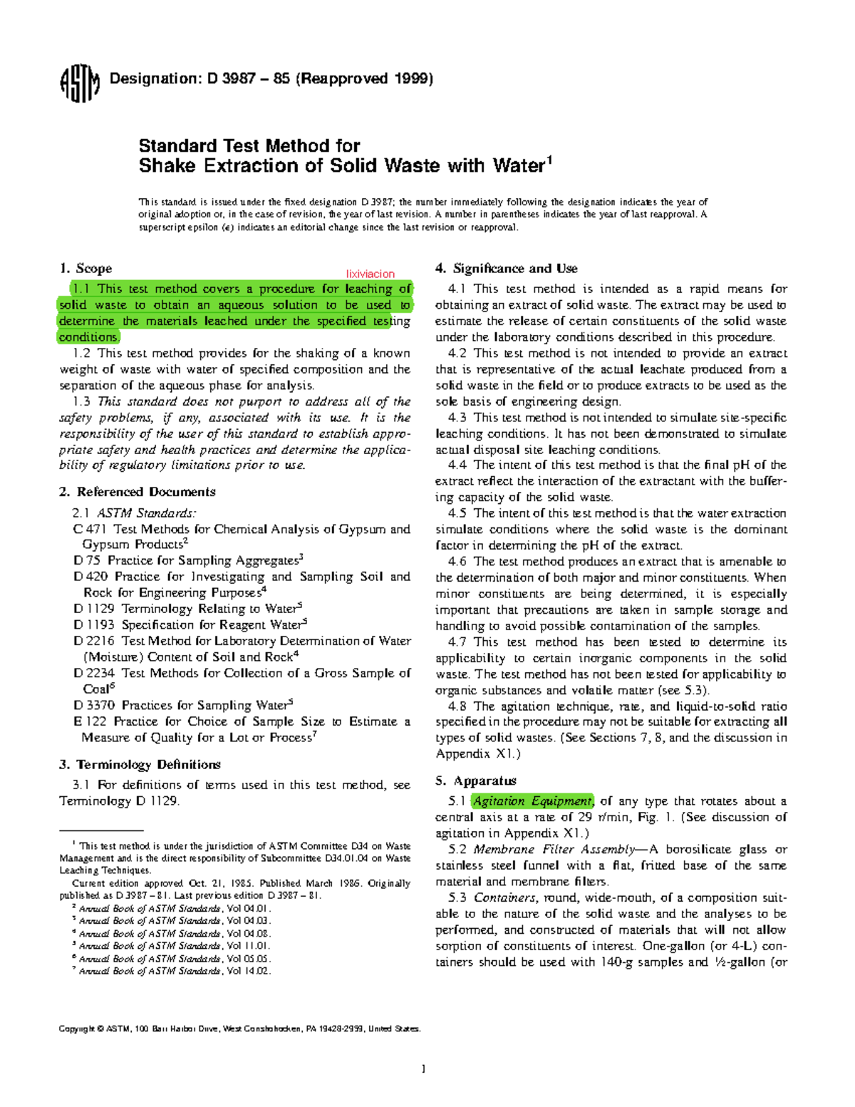 ASTM D3987 Standard Method: Shake Extraction of Solid Waste with Water ...