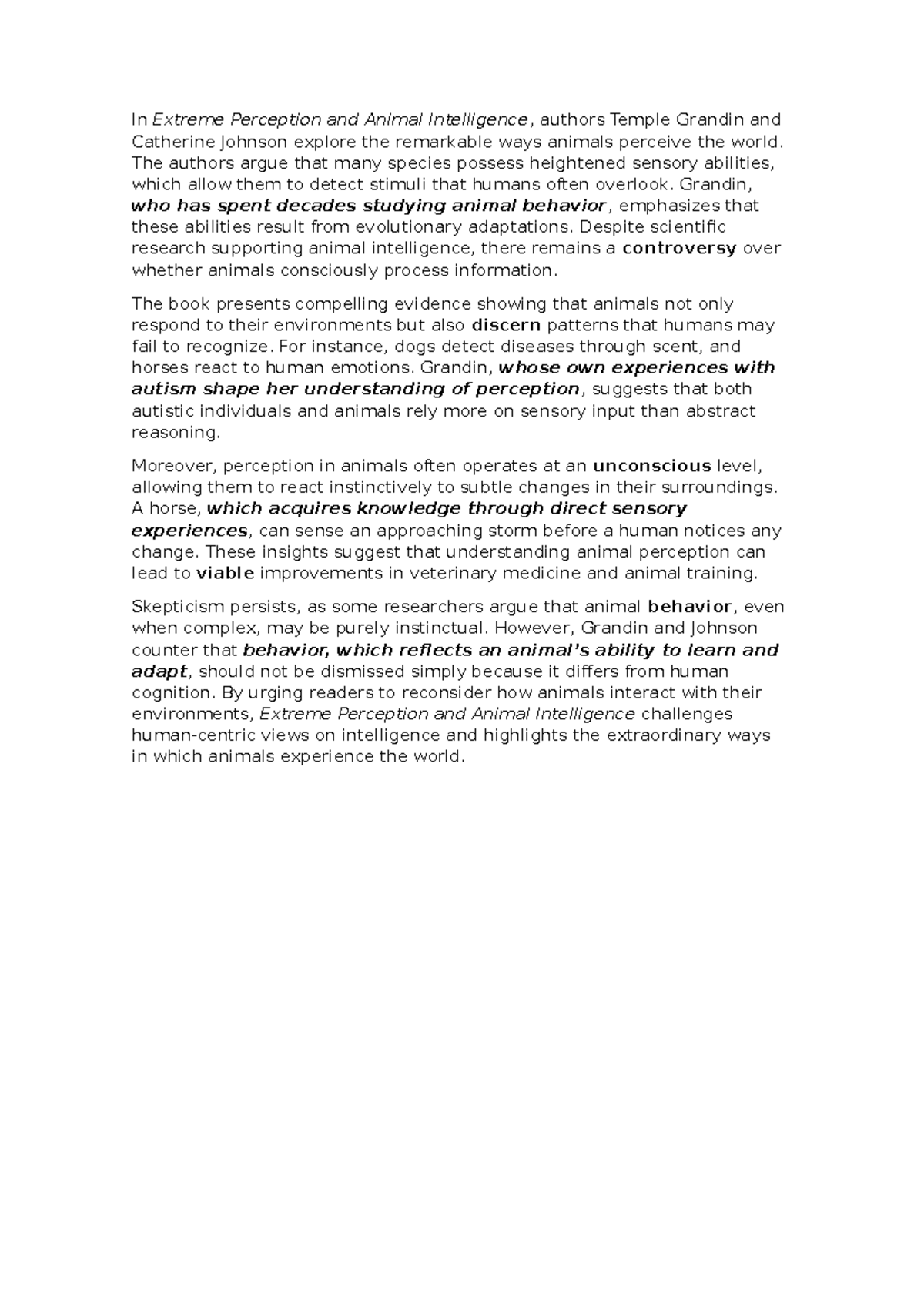 Extreme Perception and Animal Intelligence: Insights into Animal ...
