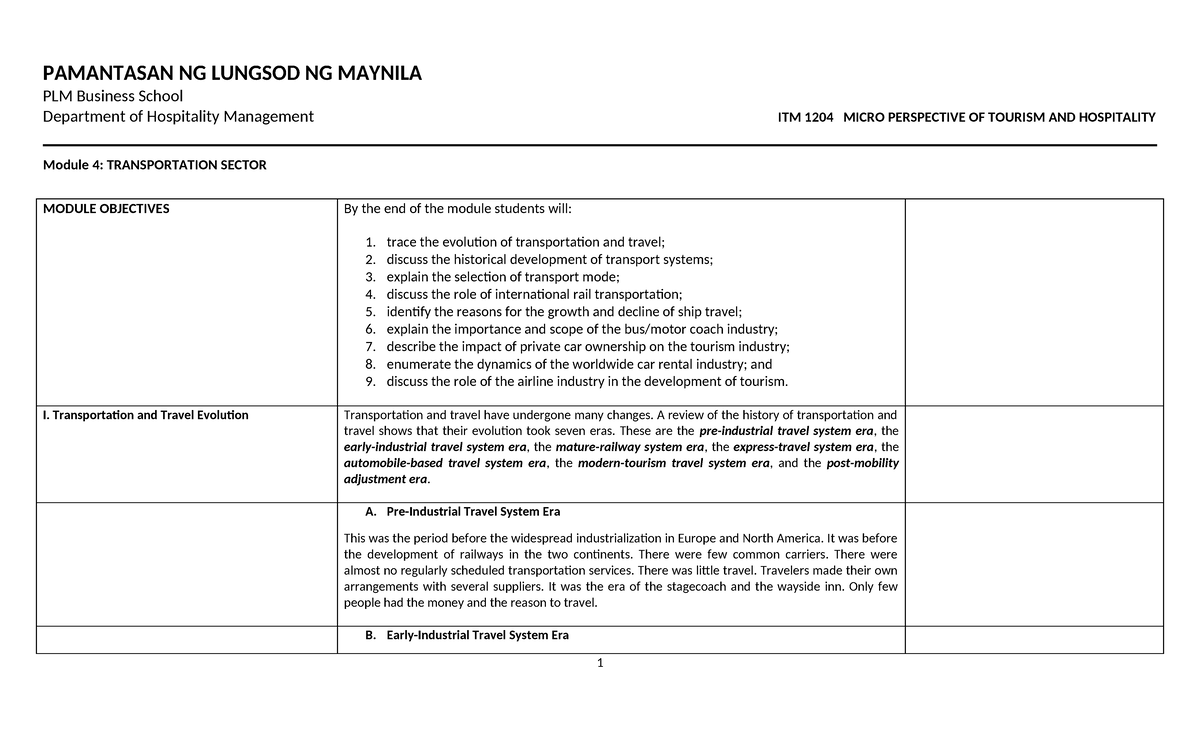 507222978 ITM 1204 Module 4: Overview of the Transportation Sector ...