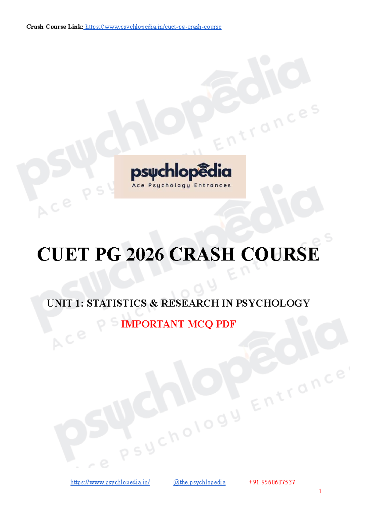 CUET PG 2026 Crash Course: Statistics & Research in Psychology MCQs ...