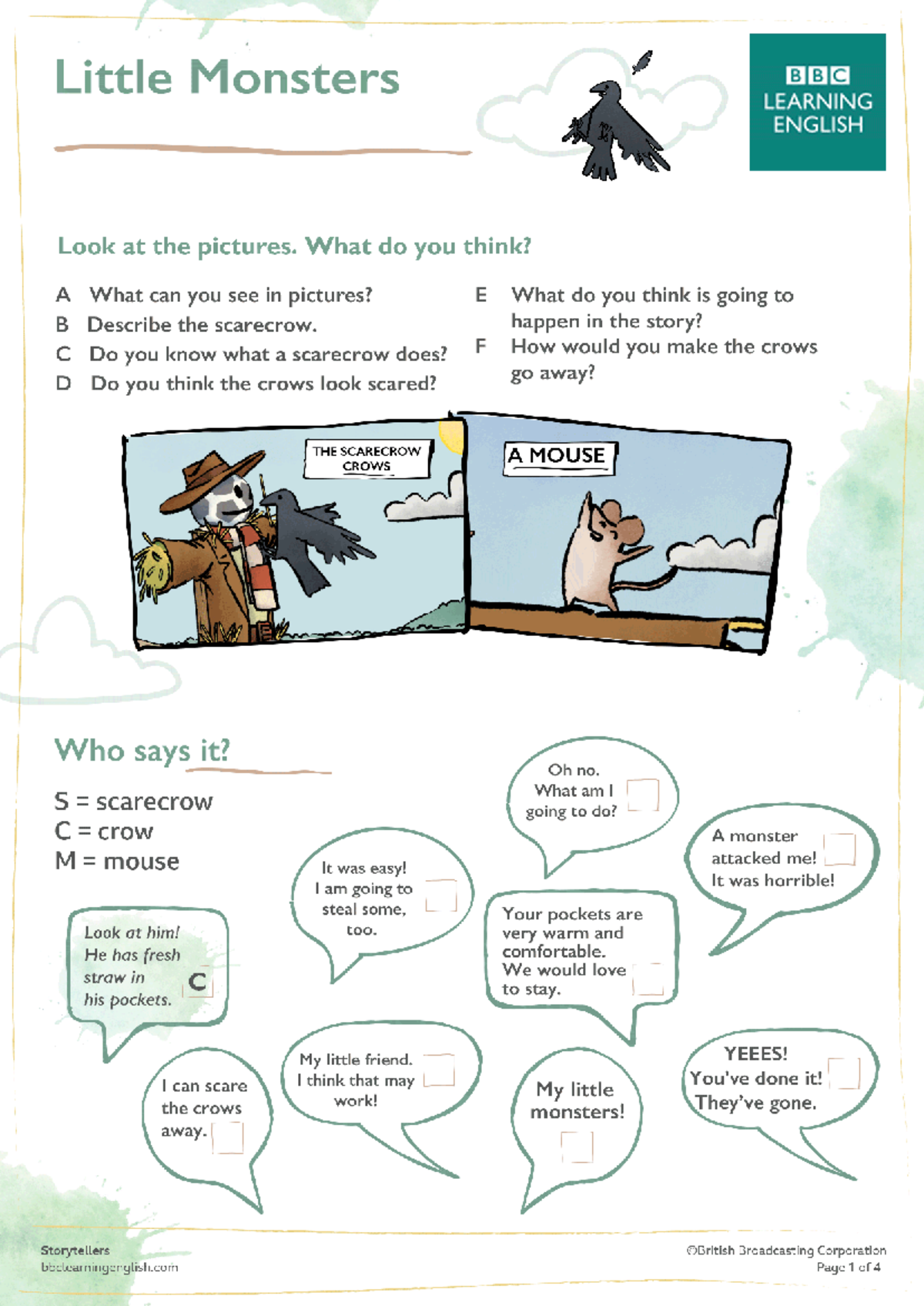 BBC Learning English: Little Monsters Activities and Storytelling - Studocu