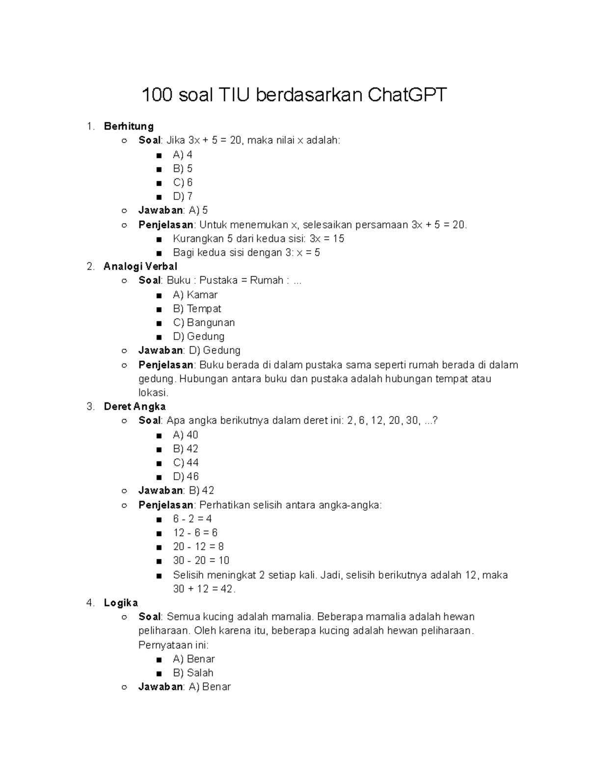 150+ Soal TIU Tes Intelegensia Umum untuk CPNS - Studocu