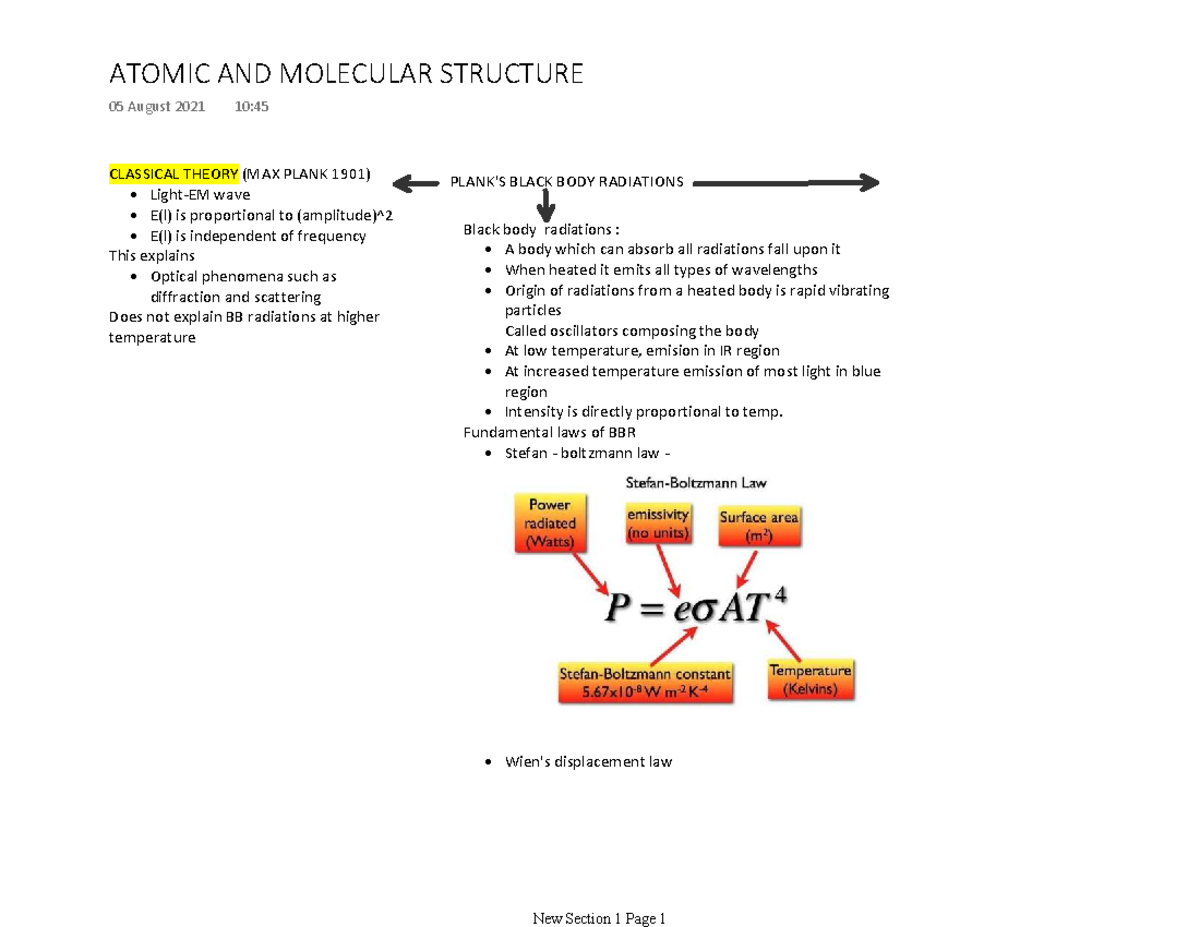 QUA - Quantum Basics: Classical Theory & Black Body Radiation - Studocu