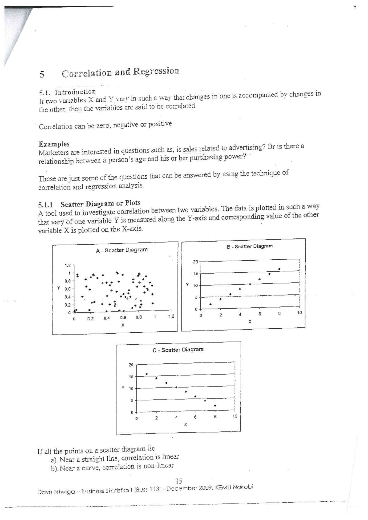 Correlation and Regression Analysis in Business Statistics (Buss 113 ...