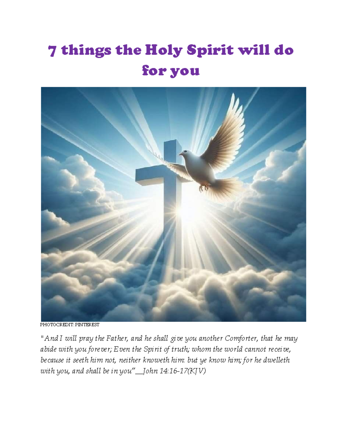 Seven Powerful Roles of the Holy Spirit in Your Life - Studocu