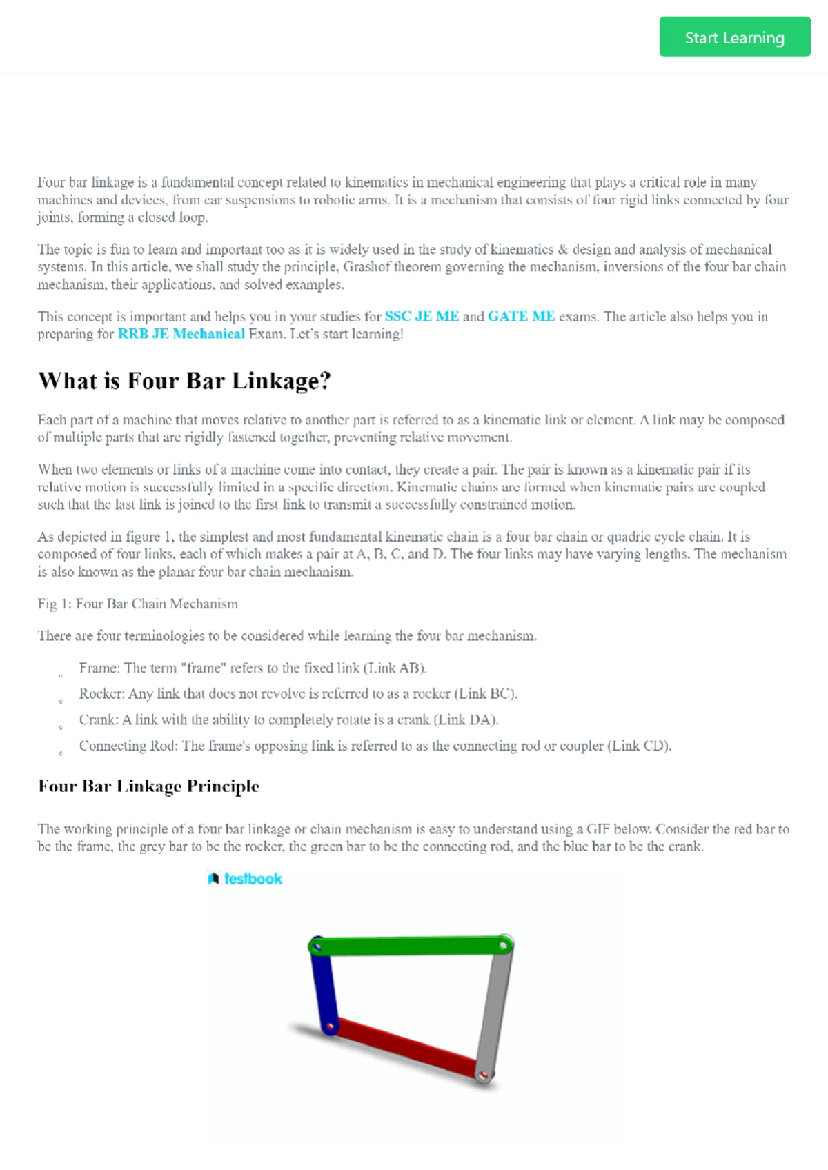 Four-Bar Linkage Mechanism: Principles, Inversions & Applications - Studocu