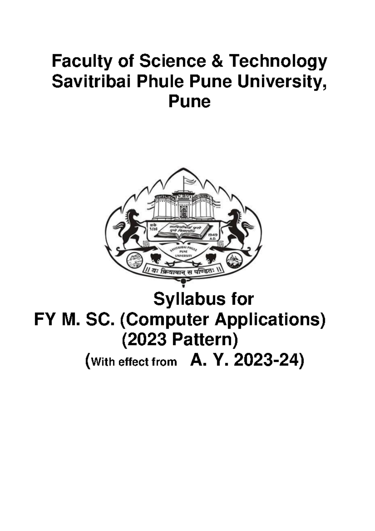 Syllabus for M.Sc. Computer Applications (Part-I) - 2023 Pattern - Studocu
