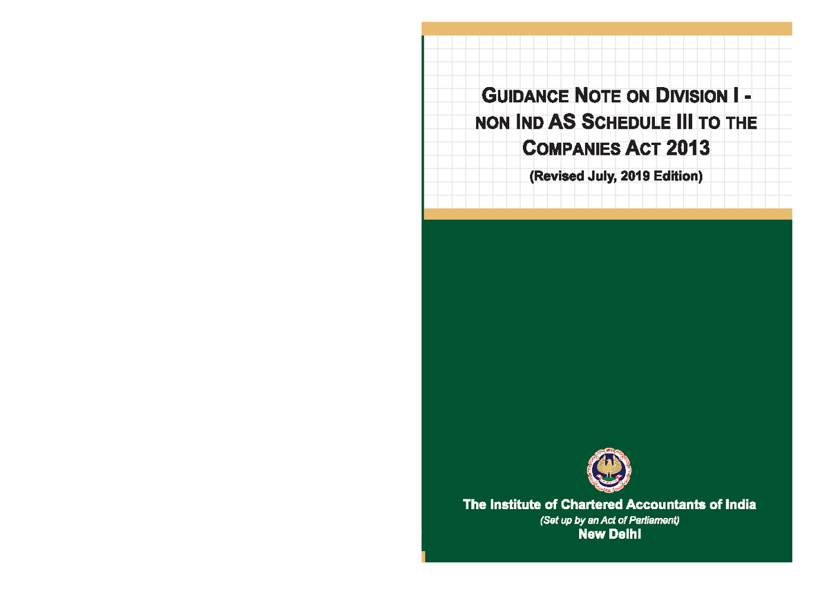 Schedule III - Division 1 - GUIDANCE NOTE ON DIVISION I – NON IND AS ...