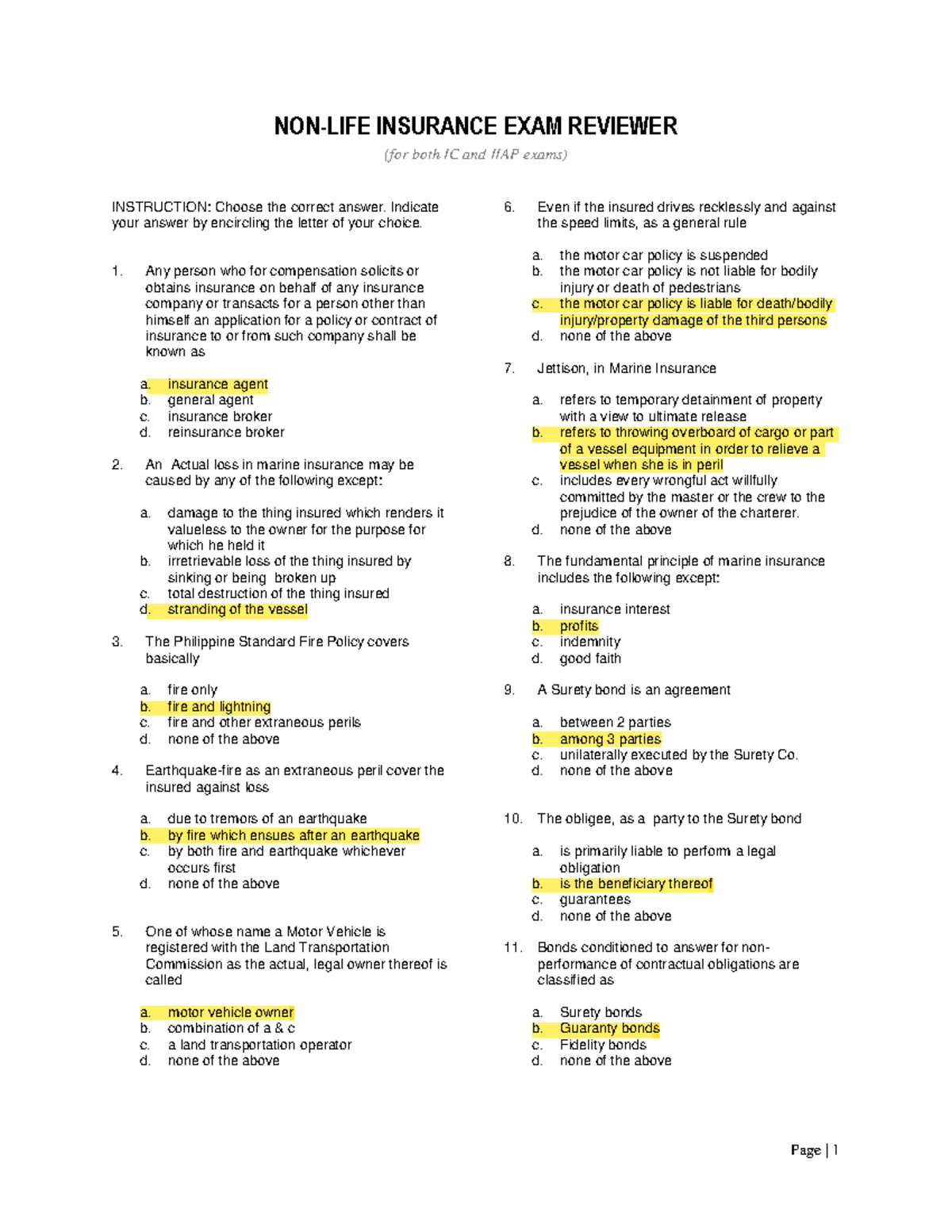 Reviewer IC-IIAP-Exam-1 - NON-LIFE INSURANCE EXAM REVIEWER (for both IC ...