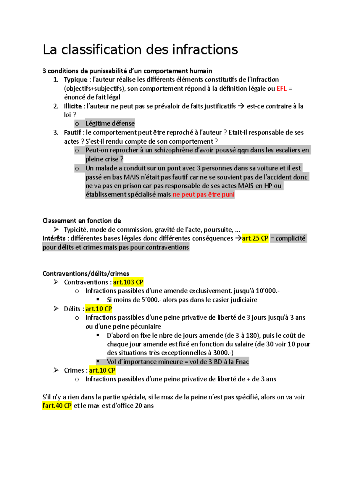 classification des infractions - Typique : l’auteur réalise les ...