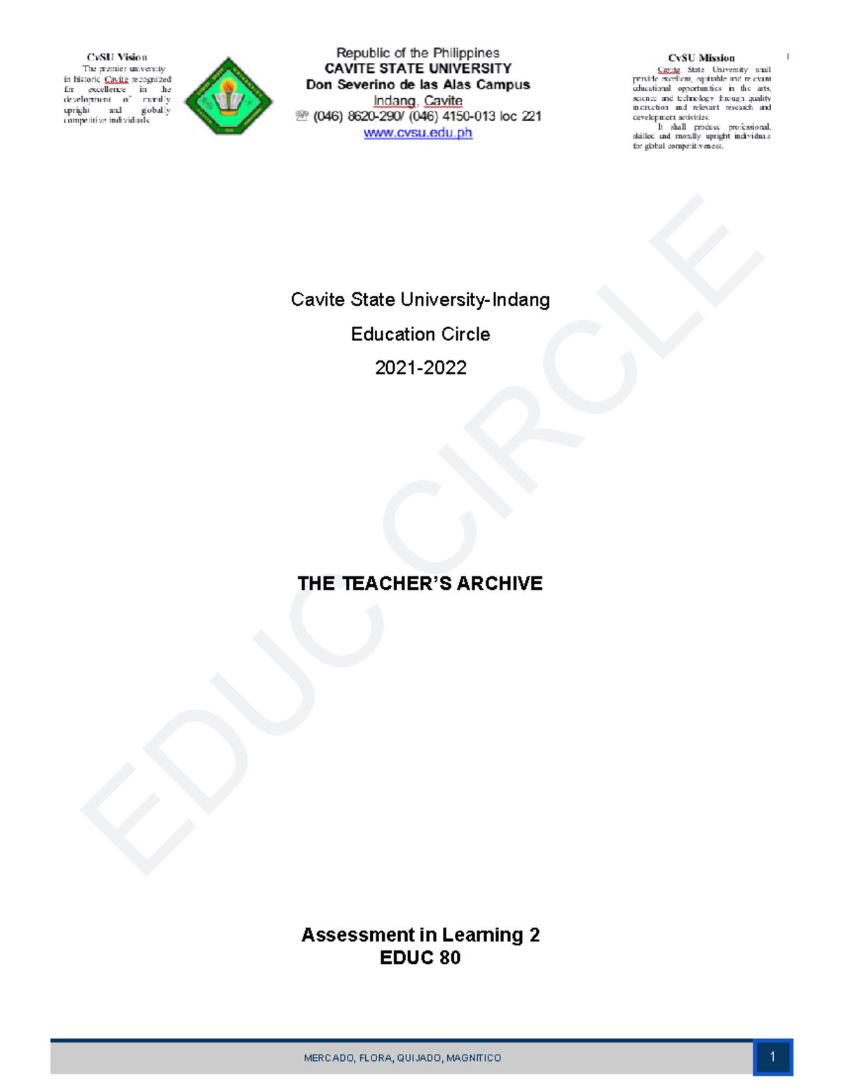 EDUC 80 - Assessment in Learning 2 Collaborative Reviewer 2019-2023 ...