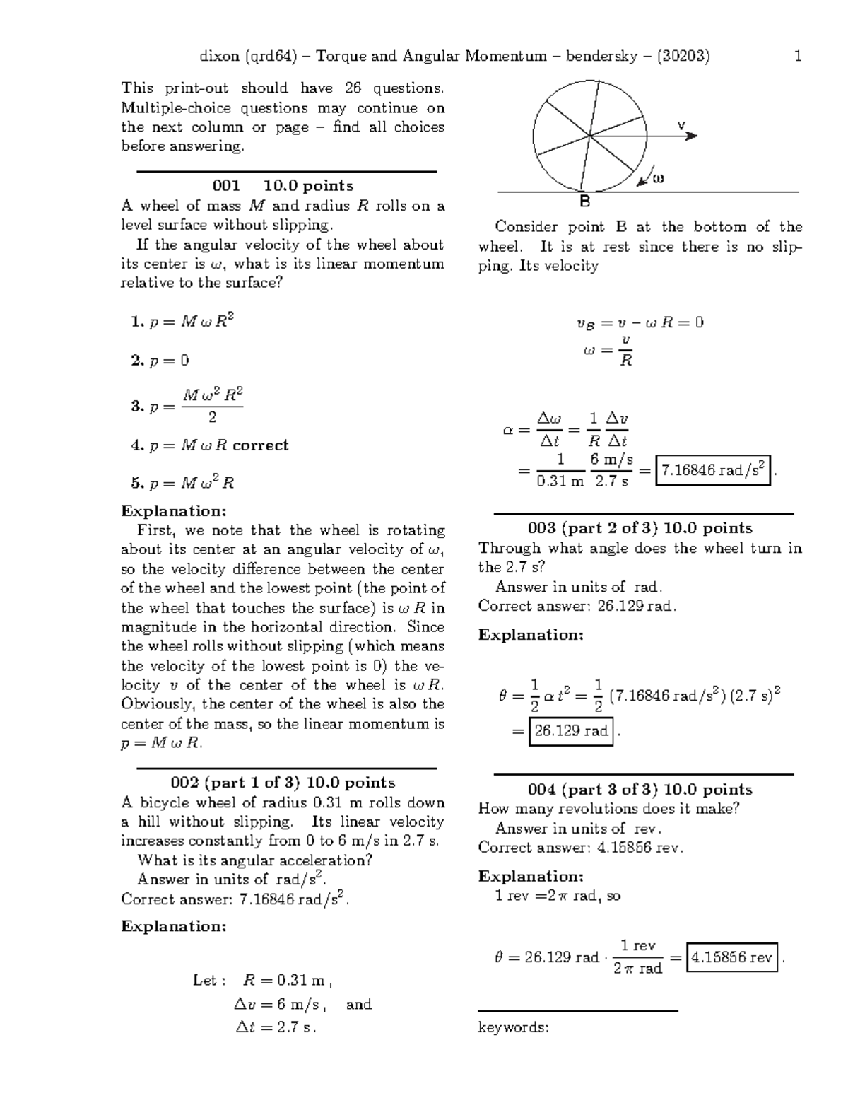Torque and Angular Momentum Exam Solutions (PHYS 101) - Studocu