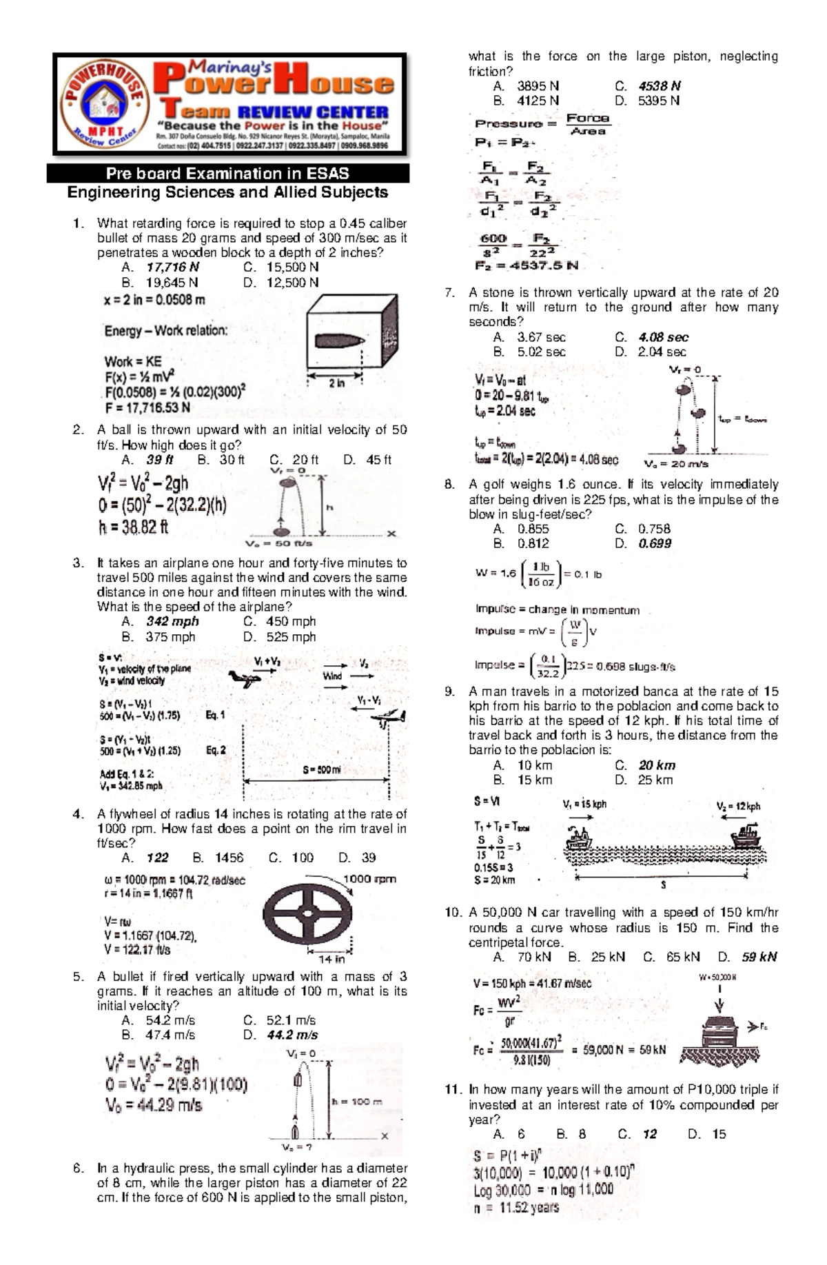 ESAS Objectives 2 - ANSWERS AND KEY TO QUESTIONS FOR REVIEW IN ELECTRICAL ENGINEERING BOARD EXAM ...