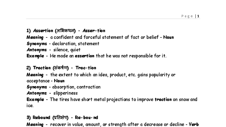 Vocabulary 01 - Essential Terms and Definitions for Mastery - Studocu
