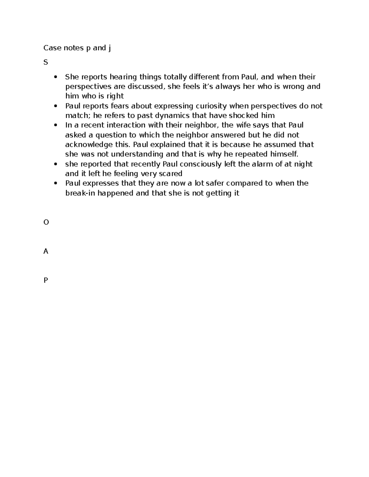 Case Notes: P and J - SOAP Analysis of Communication Issues - Studocu