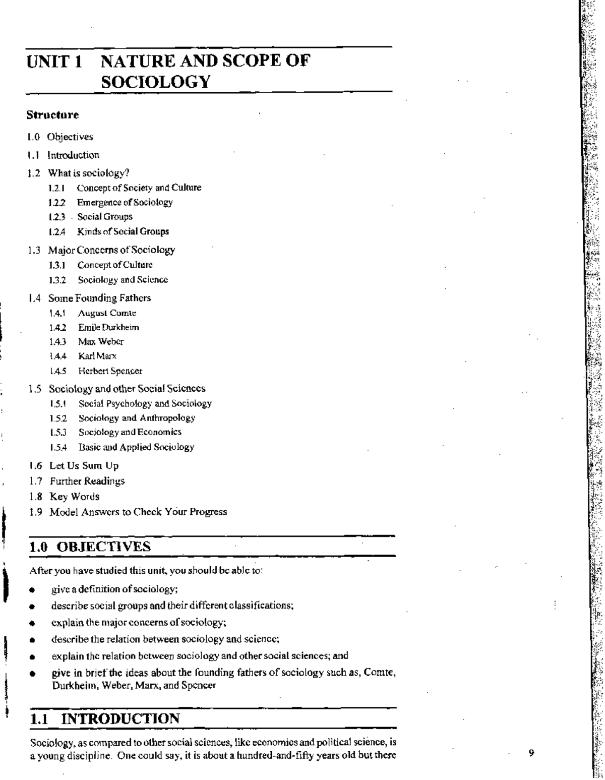 B.A. Sociology 1st Sem Unit 1: Nature & Scope of Sociology Notes - Studocu
