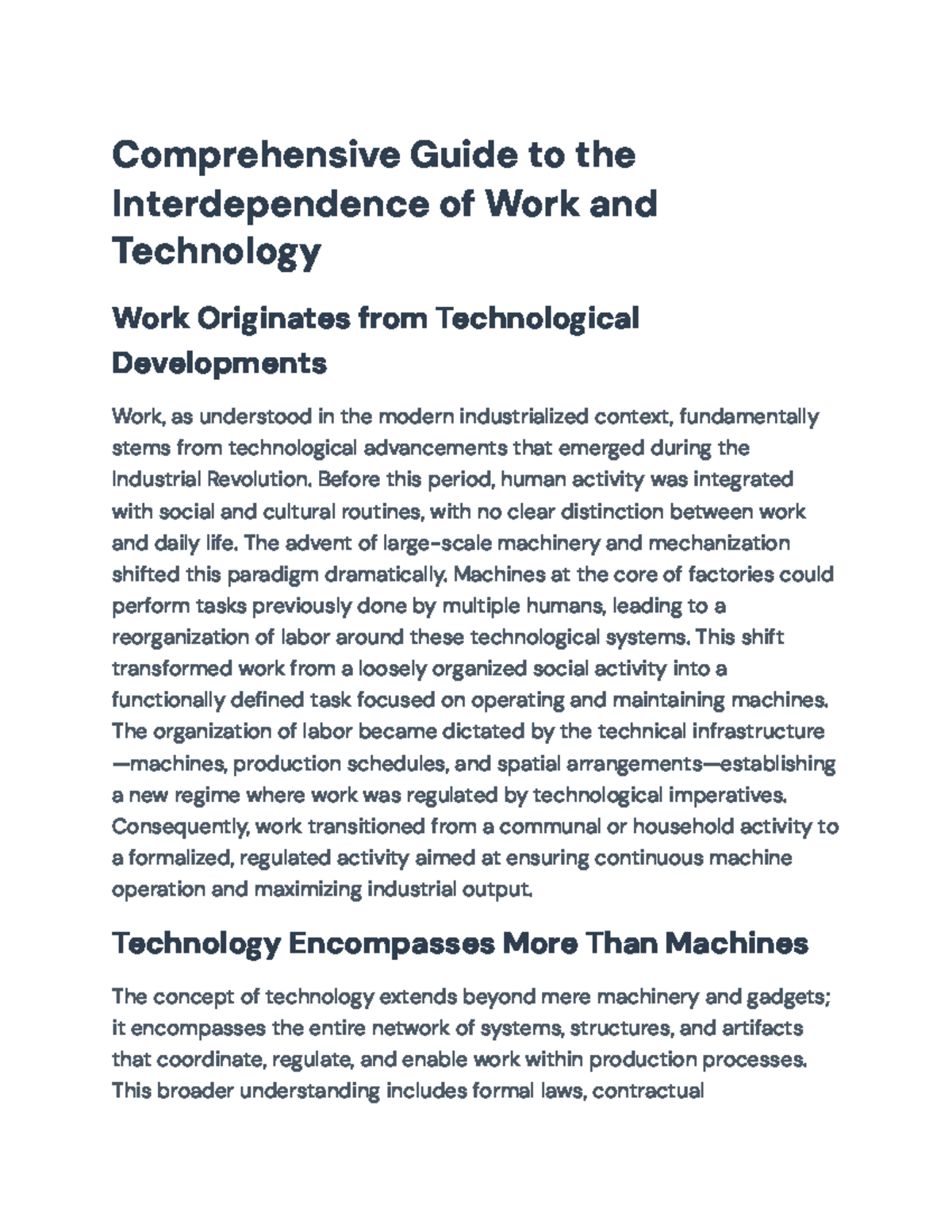 Comprehensive Guide to Work and Technology Interdependence (Course Code ...