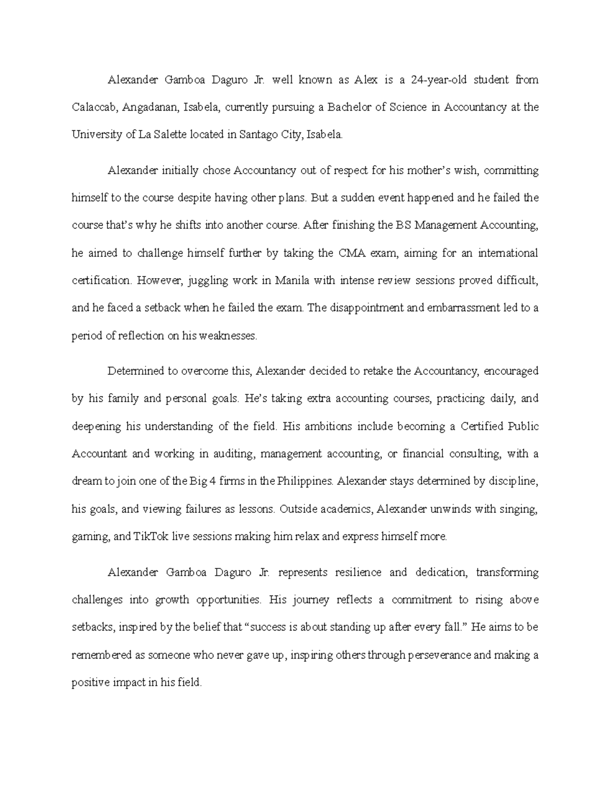 Resilience and Dedication: The Journey of Alexander Gamboa Daguro Jr ...