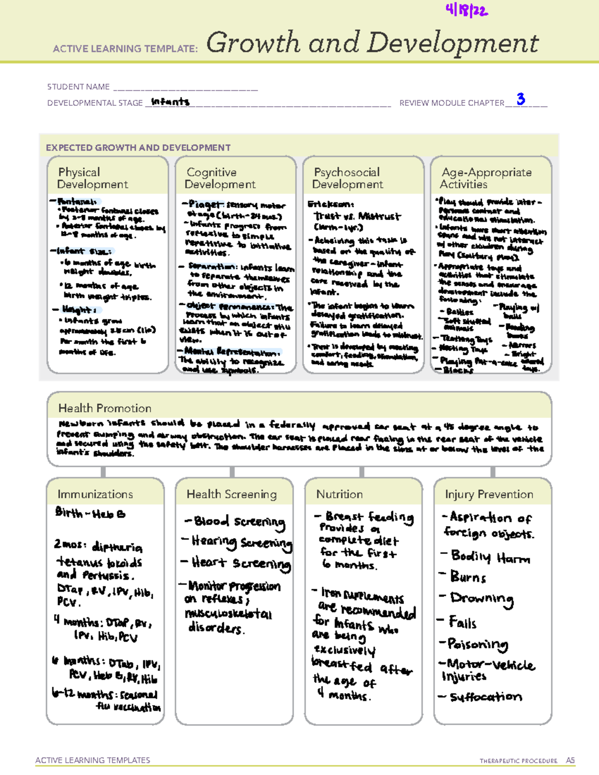 Growth & Development Active Learning Template for Health Promotion ...