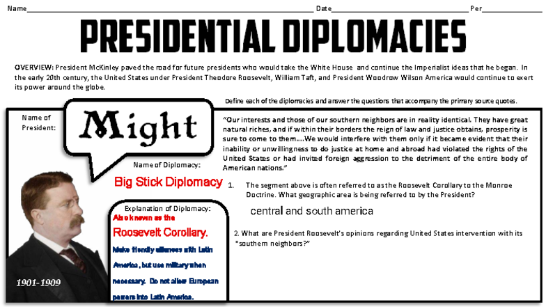 Michael Hammel - Big Stick, Dollar, & Moral Diplomacies Overview - Studocu