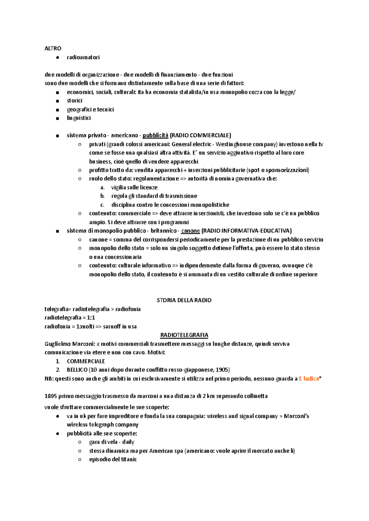 Schemi di Radio e TV: Modelli di Organizzazione e Finanziamento - Studocu