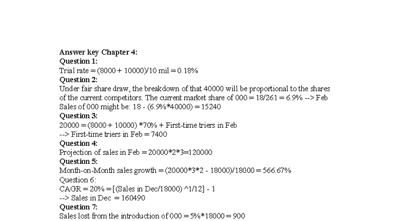 Chapter 4 Answer Key: Sales Projections & Market Share Analysis 2025 ...