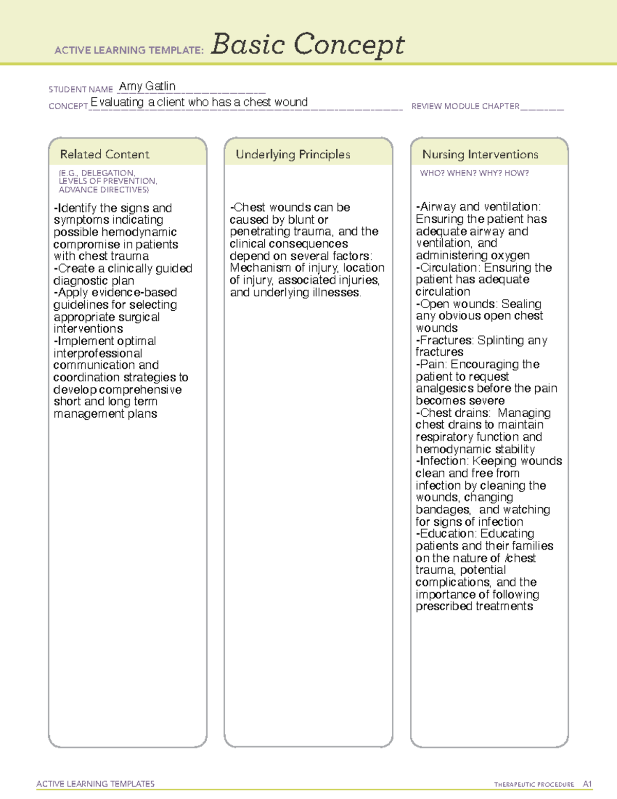 Active Learning Template: Chest Wound - Nursing Interventions ...