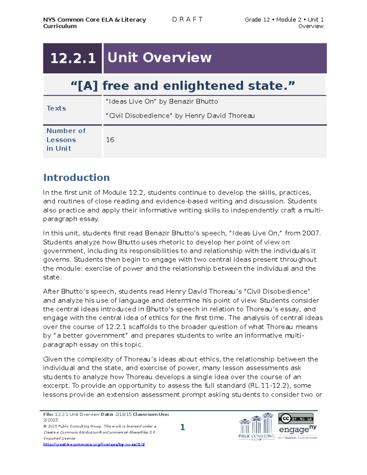 ELA 12.2 Unit 1 - Overview of “Ideas Live On” & “Civil Disobedience ...