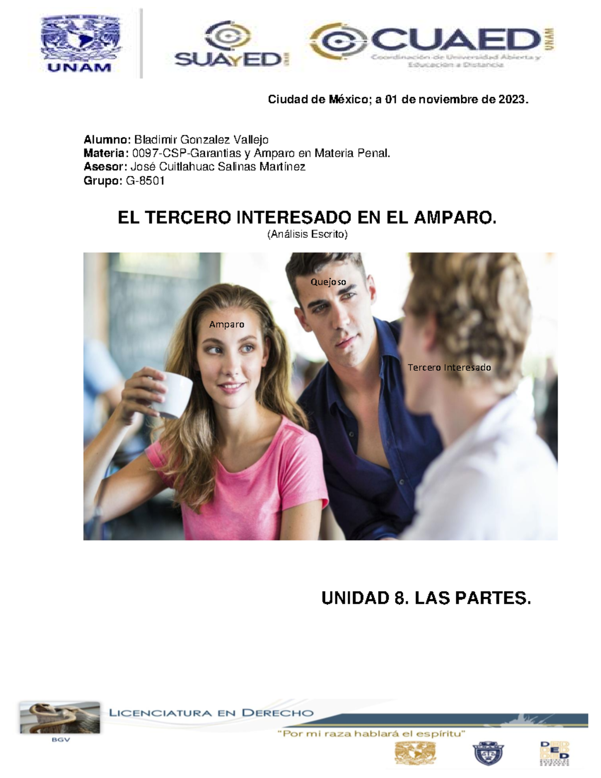 Análisis del Tercero Interesado en Amparo - CSP 0097 - G-8501 - Studocu