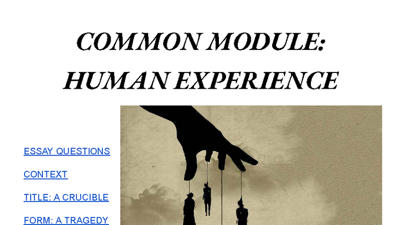 SASC 2024: Human Experience in The Crucible - Essay Questions ...