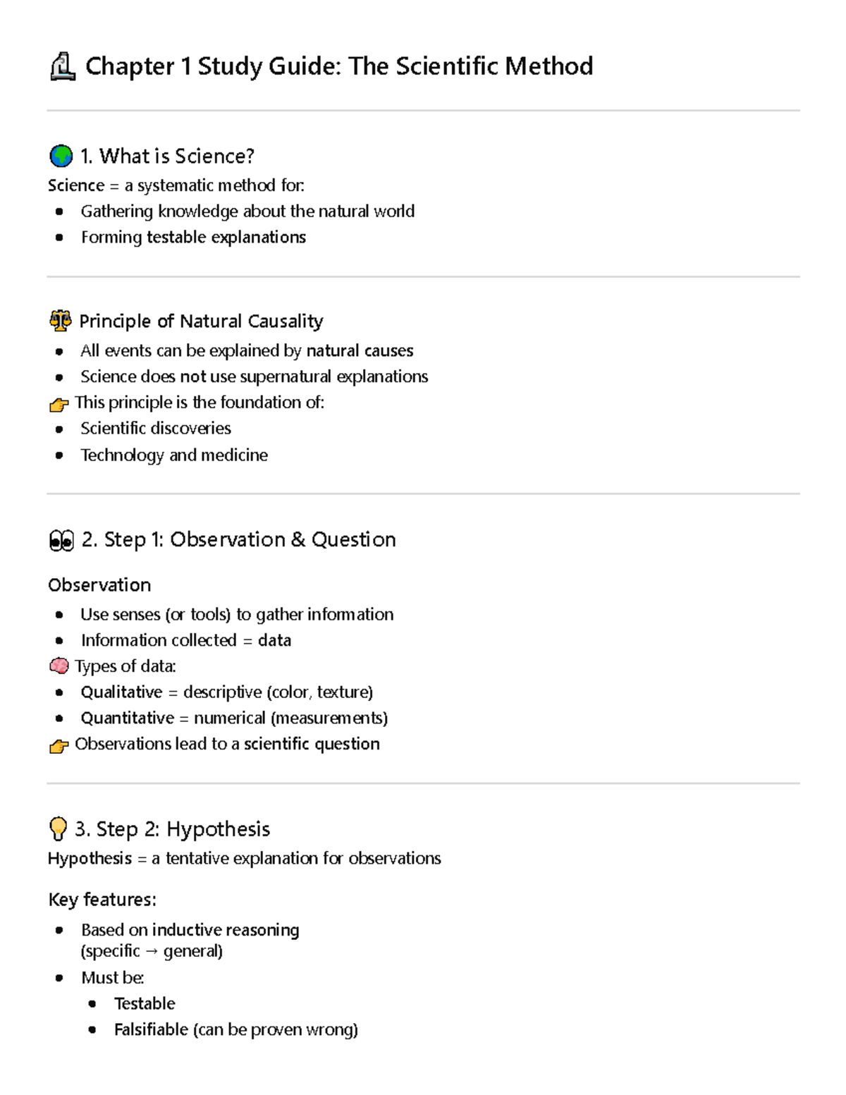 Ch 1 Study Guide: Understanding the Scientific Method - Studocu