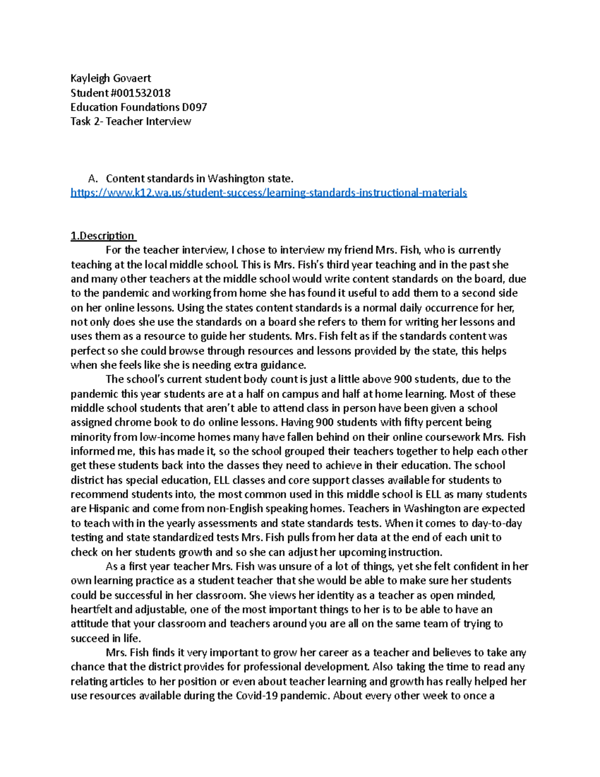 Task 2 for D166 WGU Passed Paper no revisions - Kayleigh Govaert ...