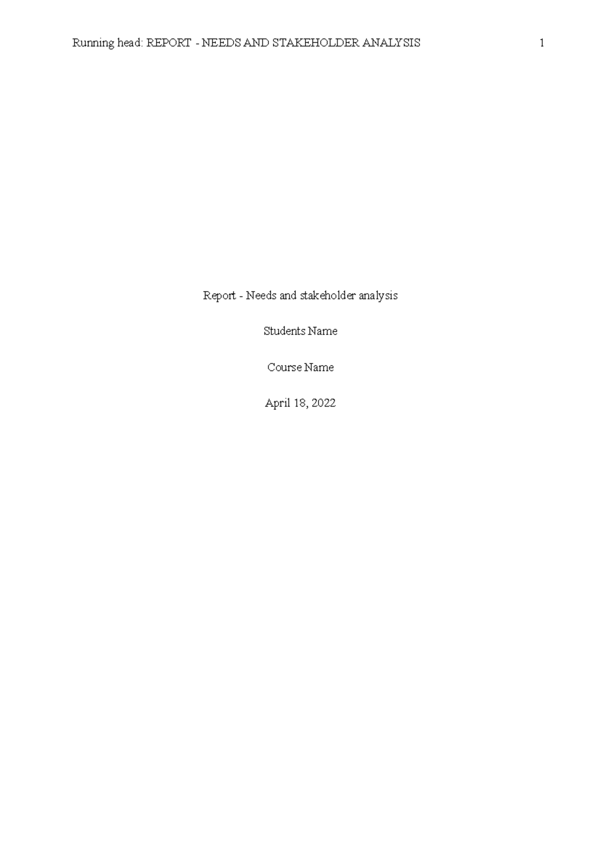 Report 1: Needs & Stakeholder Analysis for ATSI Health Issues - Studocu