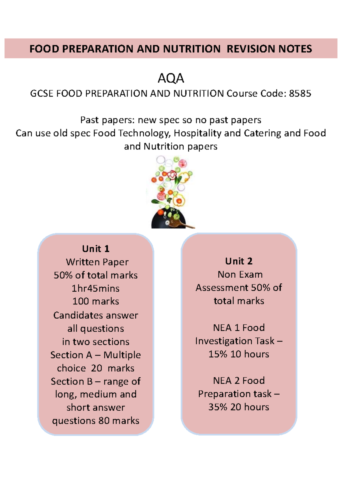 GCSE Food Preparation and Nutrition Revision Guide 8585 for 2023 - Studocu