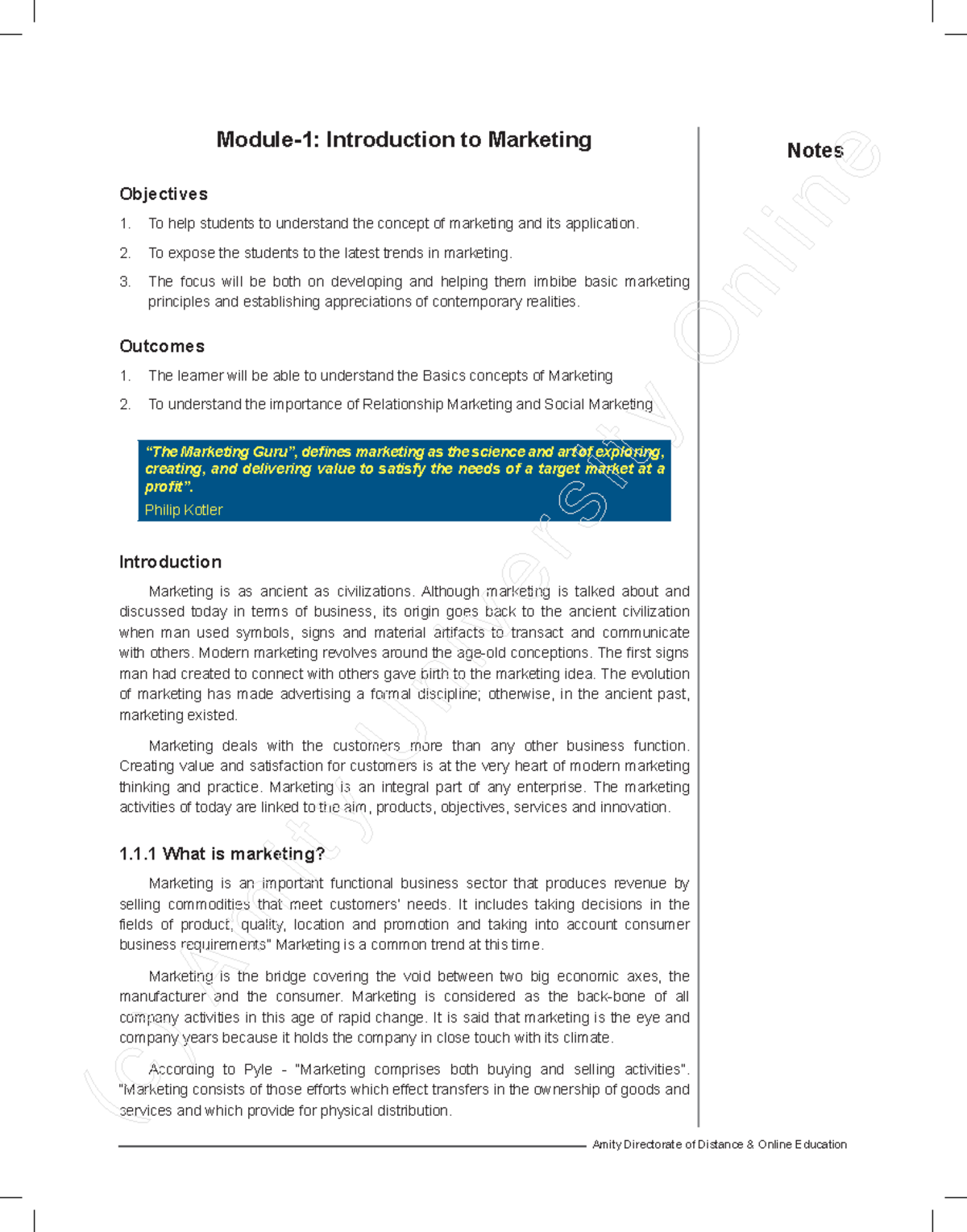 Principles of Marketing: Module 1 Notes for Marketing Fundamentals ...