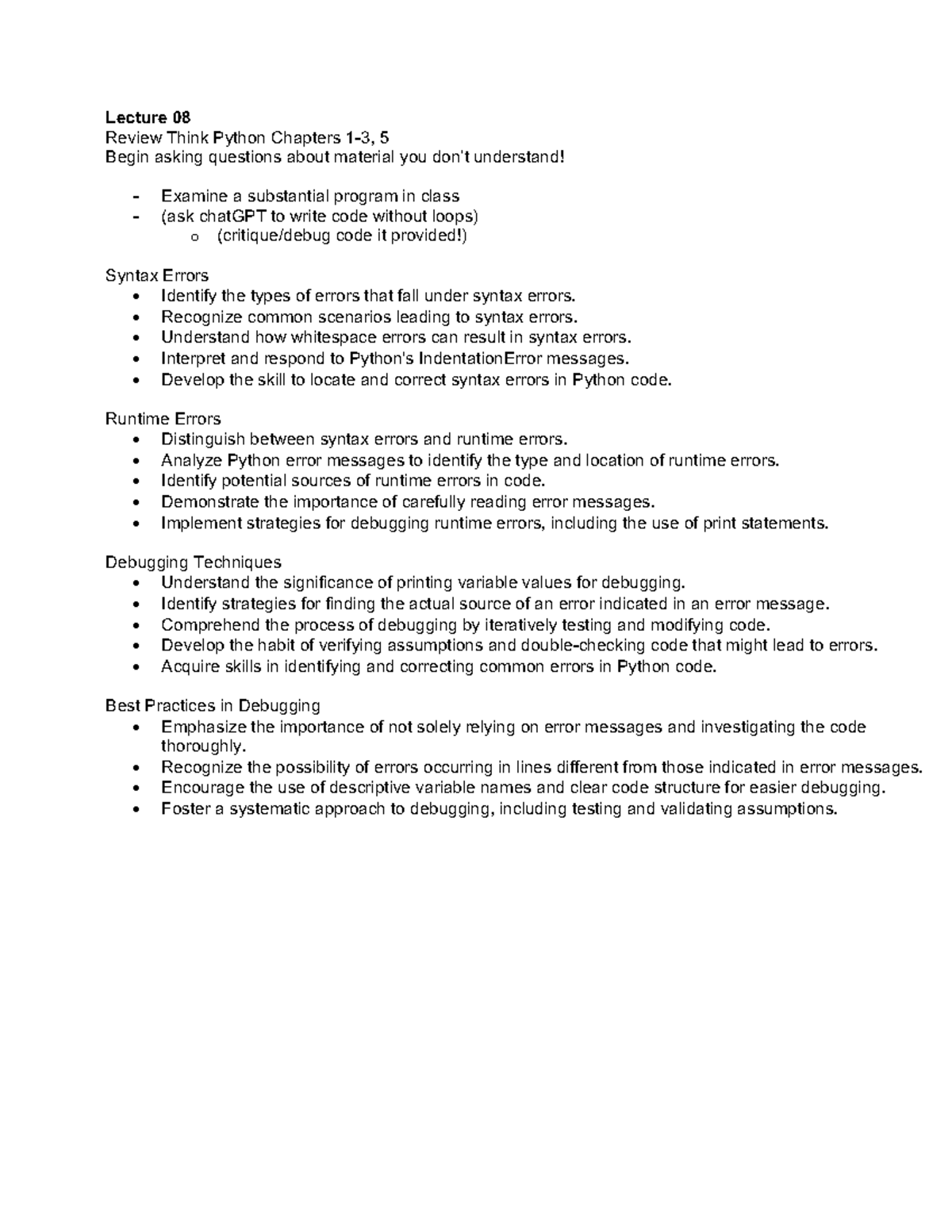 Lecture 08: Debugging Techniques in Python - Syntax & Runtime Errors ...