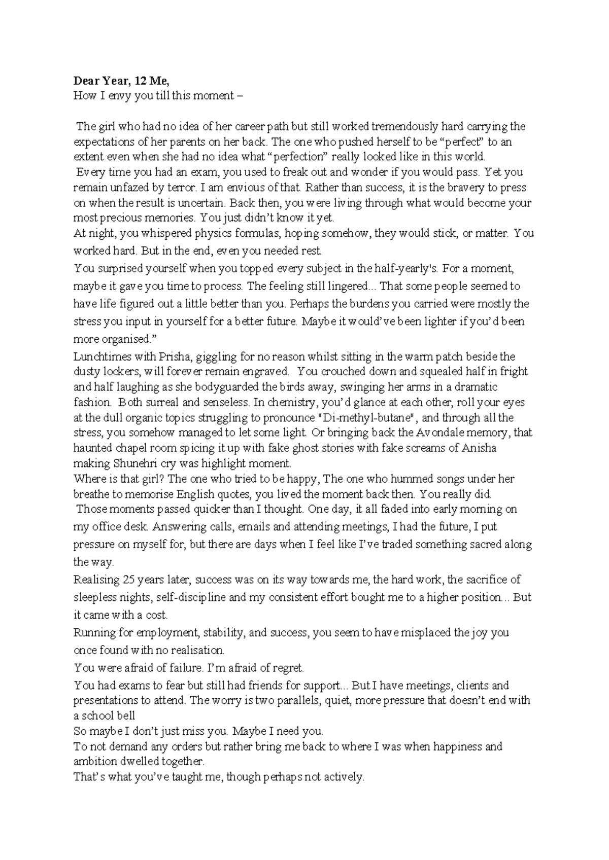 Discursive Piece: Year 12 Reflections on Ambition and Joy - Studocu