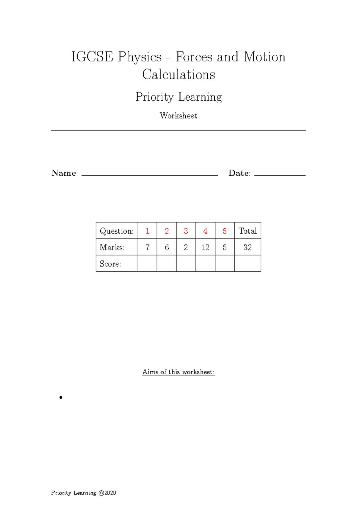IGCSE Physics: Forces & Motion Calculations Worksheet - Studocu